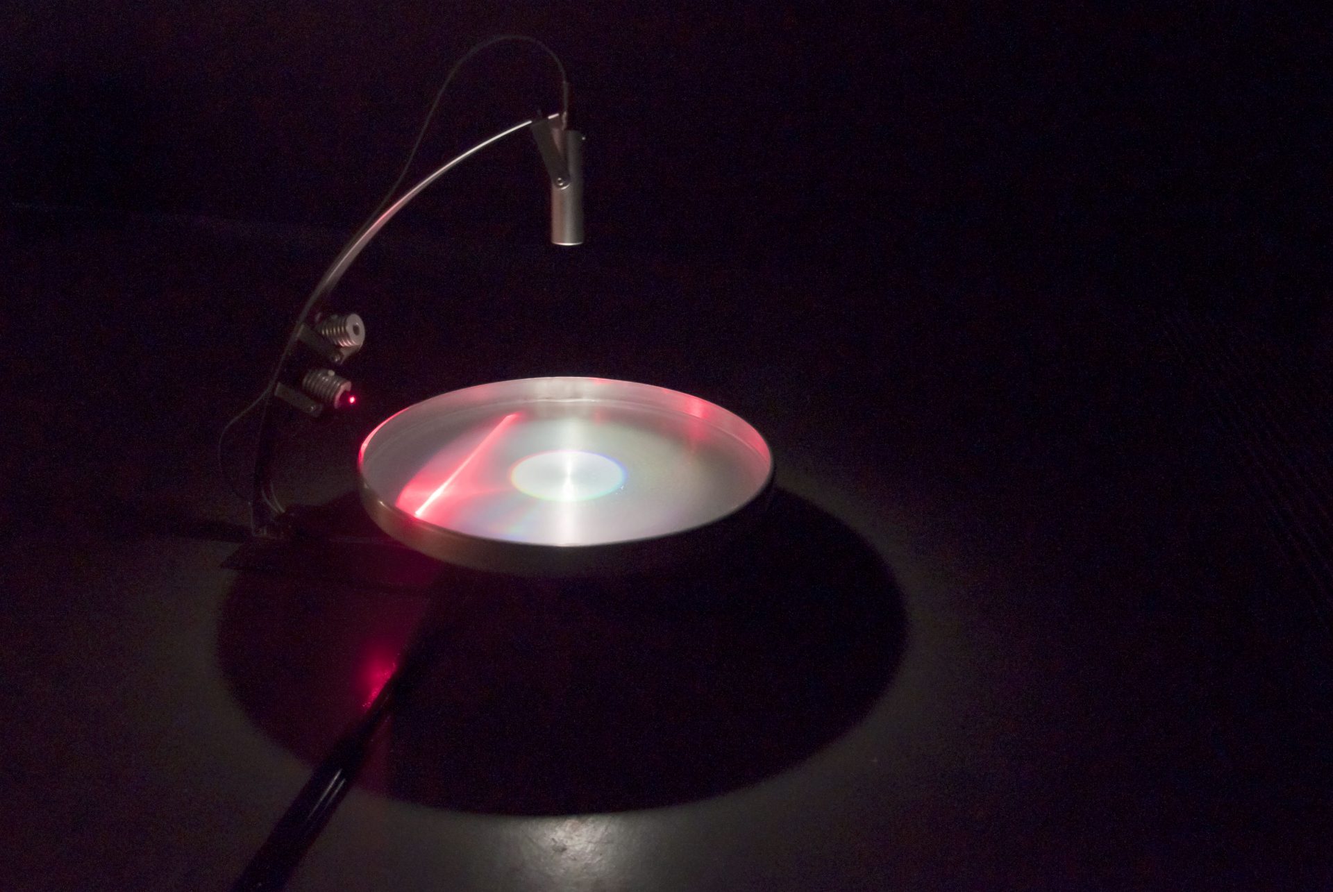 Red line border – laser cymatic installation by Jiri Suchanek